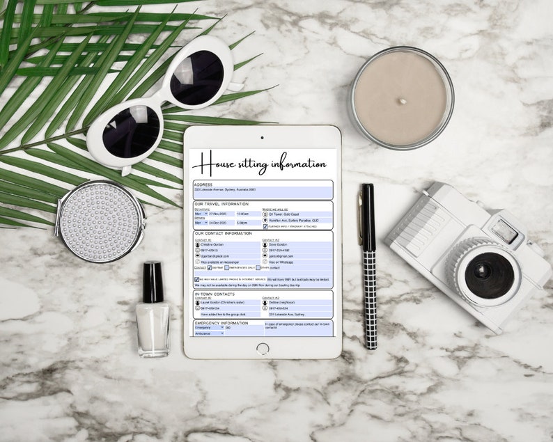 HOUSE SITTING GUIDE | Fillable Fields | Instant Download - Etsy