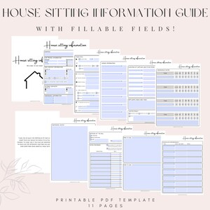 HOUSE SITTING GUIDE | Fillable Fields | Instant Download - Etsy