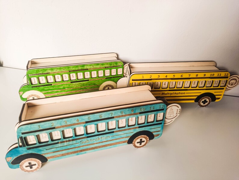 Wooden Maths Bus: Learn Multiplication 1-12 Preschool - Etsy