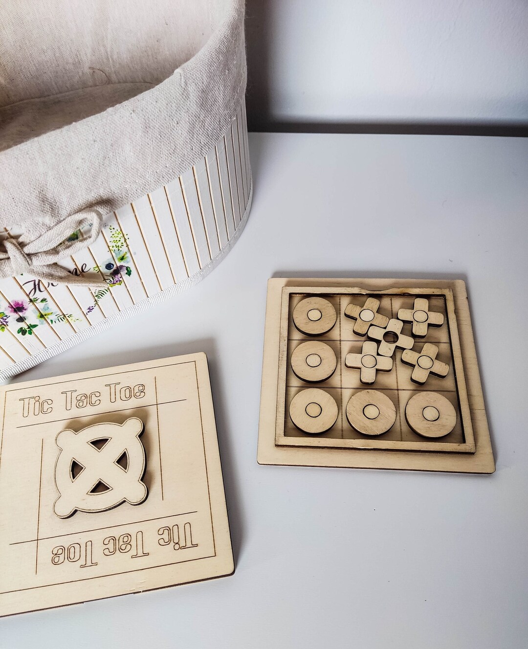 Travel Tic Tac Toe Game With Wooden Lid Board Game to Go Wooden Games ...