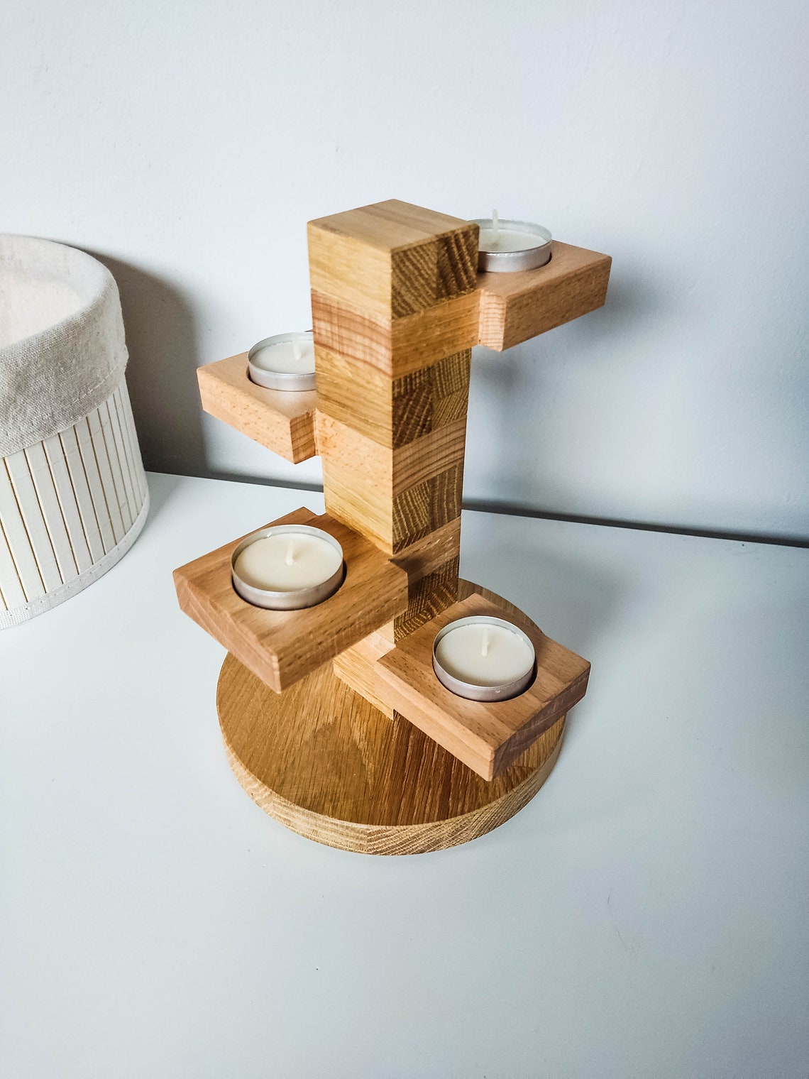 Teelichthalter Holz Massiv