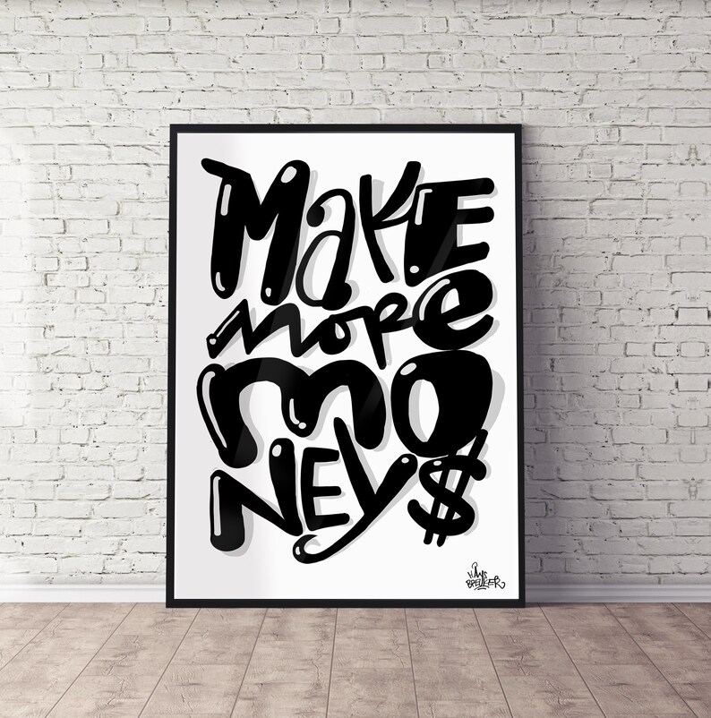 Motivational Quote Poster. Make More Money. Good Luck. Print. Ambition ...