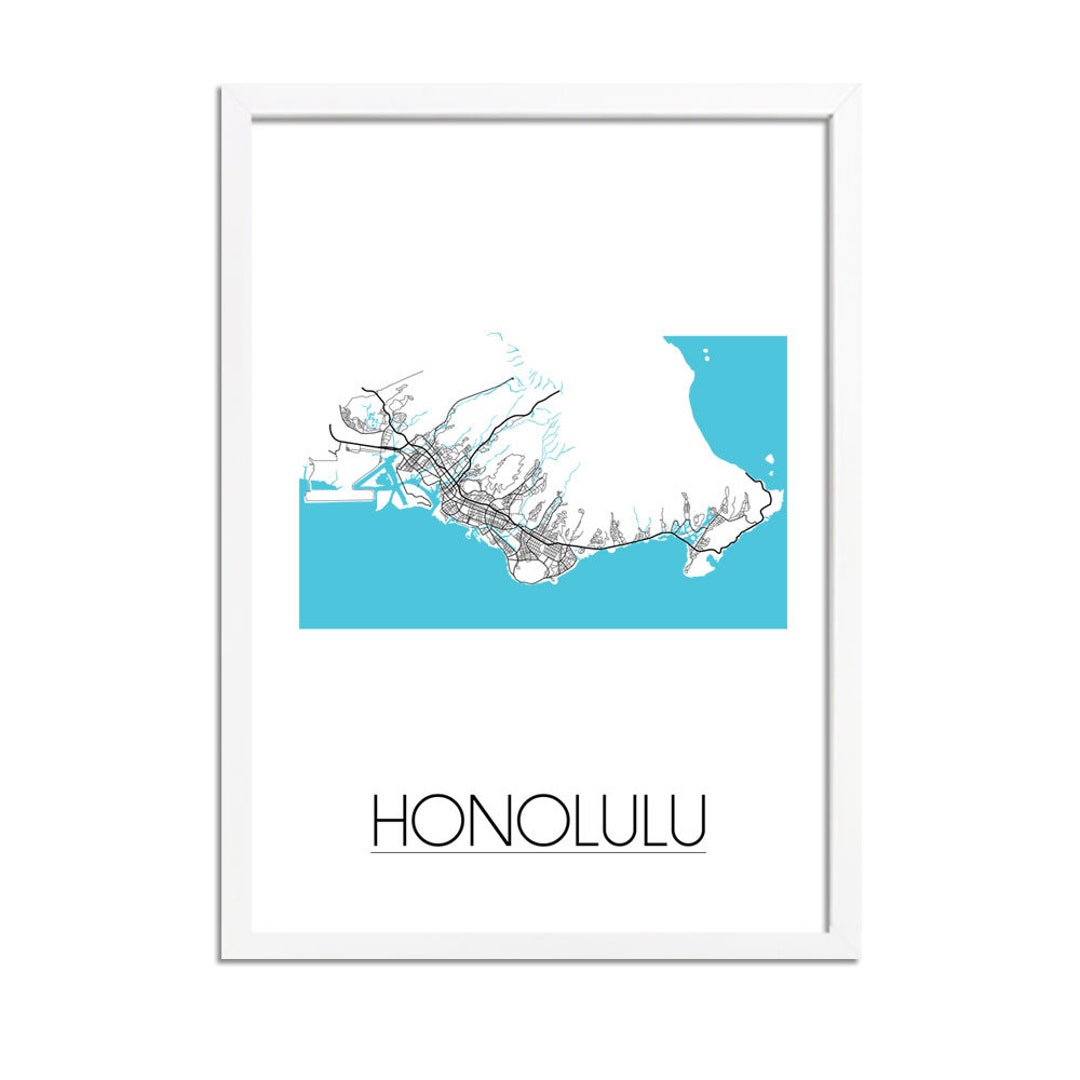 Honolulu Cheapest City Map Posters on Etsy.city Map of Honolulu ...