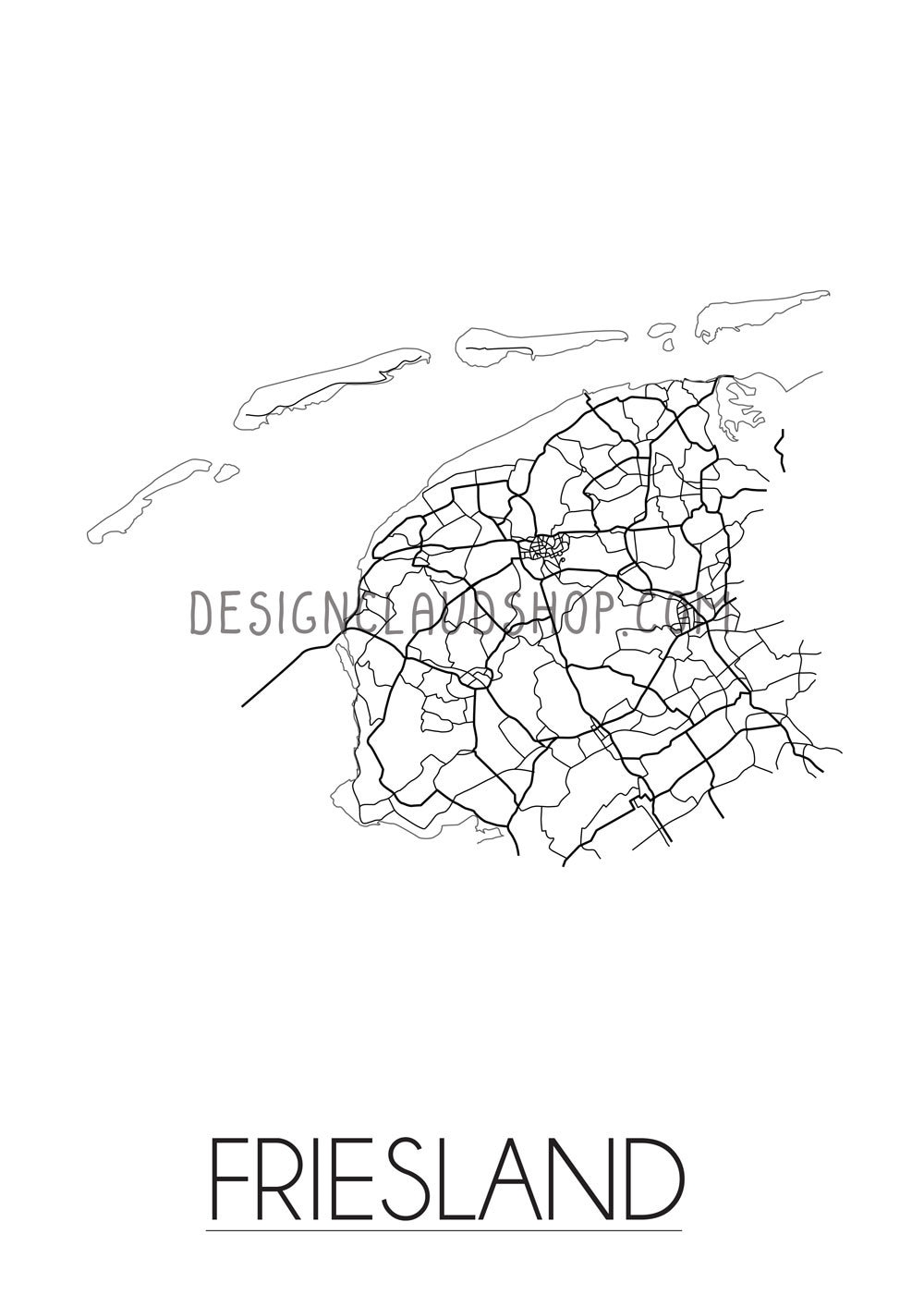 Friesland Cheapest City Map Posters on Etsy. City Map of Fryslân. City ...