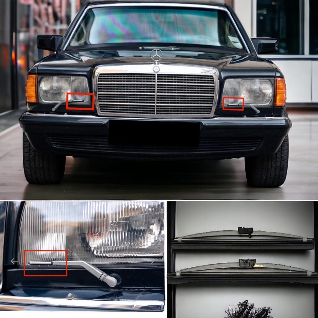 For Mercedes W126 79-85 Fitting Gen1 Serie Headlight Wiper Blade Black ...