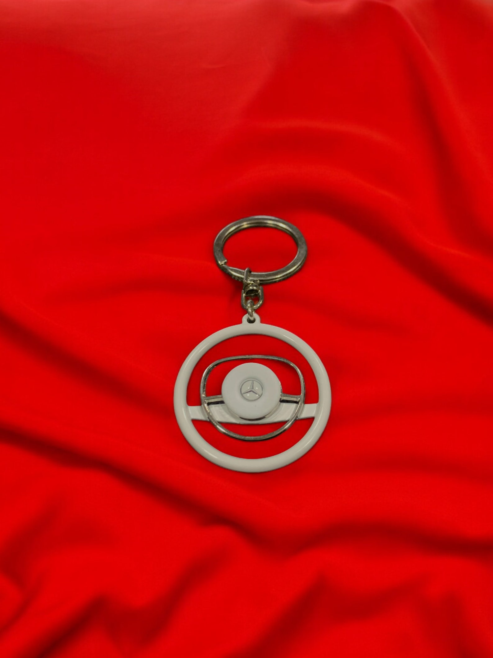 W115 MERCEDES BENZ Steering Wheel Key Chain Classic White and Chrome ...