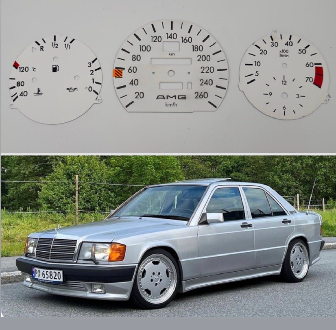 For Mercedes Benz W201 190e Cosworth PVC INDICATOR DASBOARD Amg Style ...