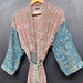 Pink Bird Print Velvet Kimono Robes, Morning Tea Velvet Coat ...