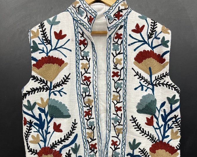 TNT Fabric Suzani Jacket, Suzani Embroidery Sleeves Less Jacket, Winter ...