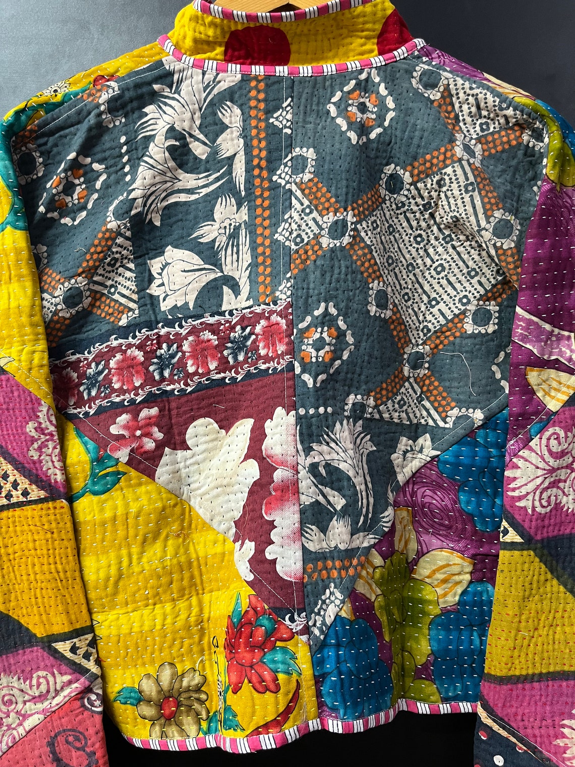 Kantha Quilted Jacket Vest Coat Vintage Handmade Cotton Vest Jacket ...