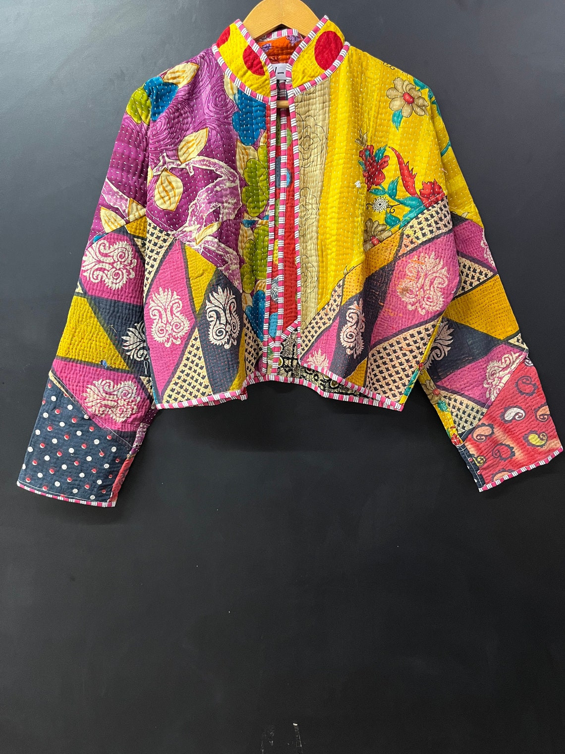 Kantha Quilted Jacket Vest Coat Vintage Handmade Cotton Vest Jacket ...