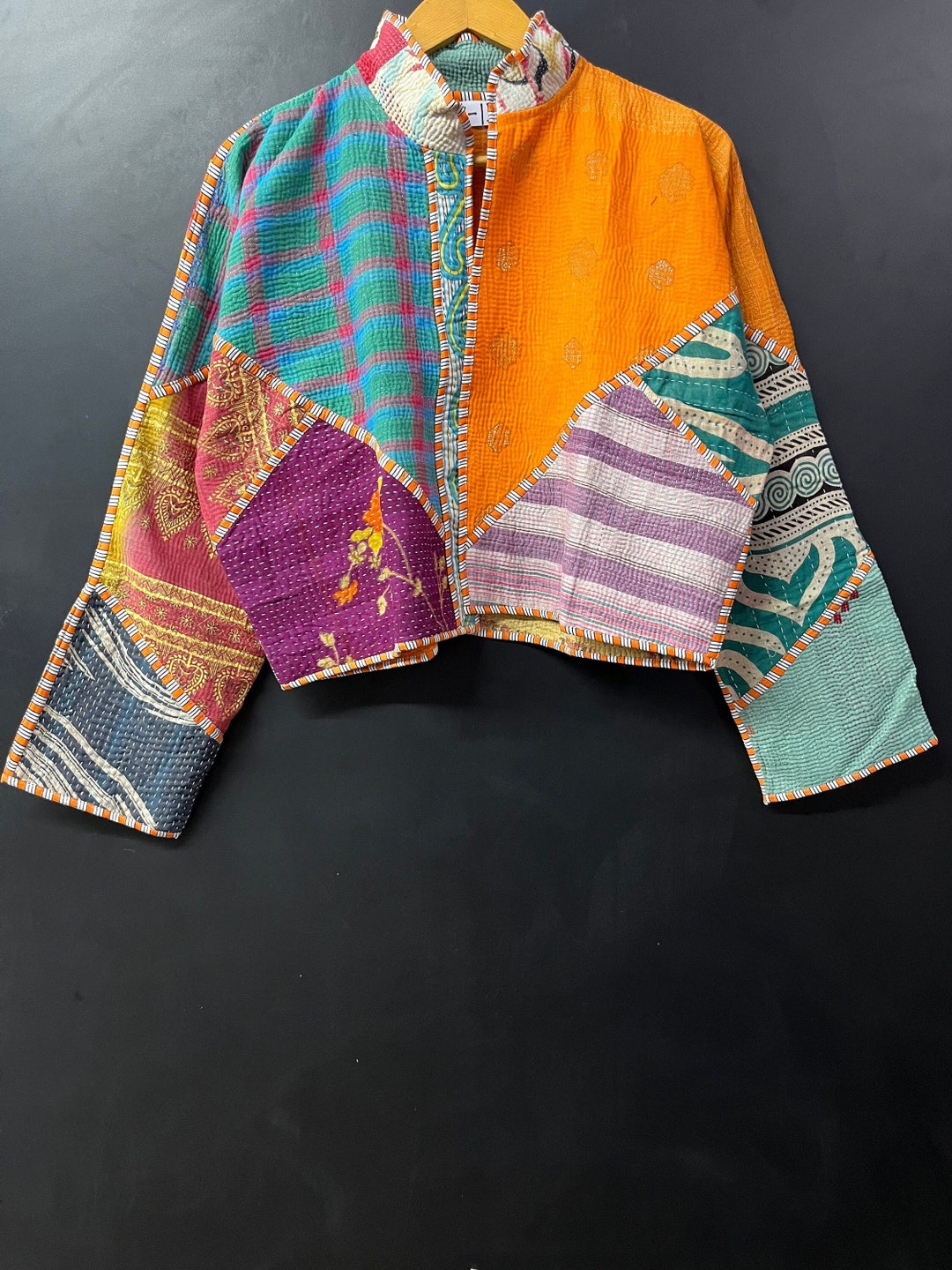 Kantha Quilted Jacket Vest Coat Vintage Handmade Cotton Vest Jacket ...