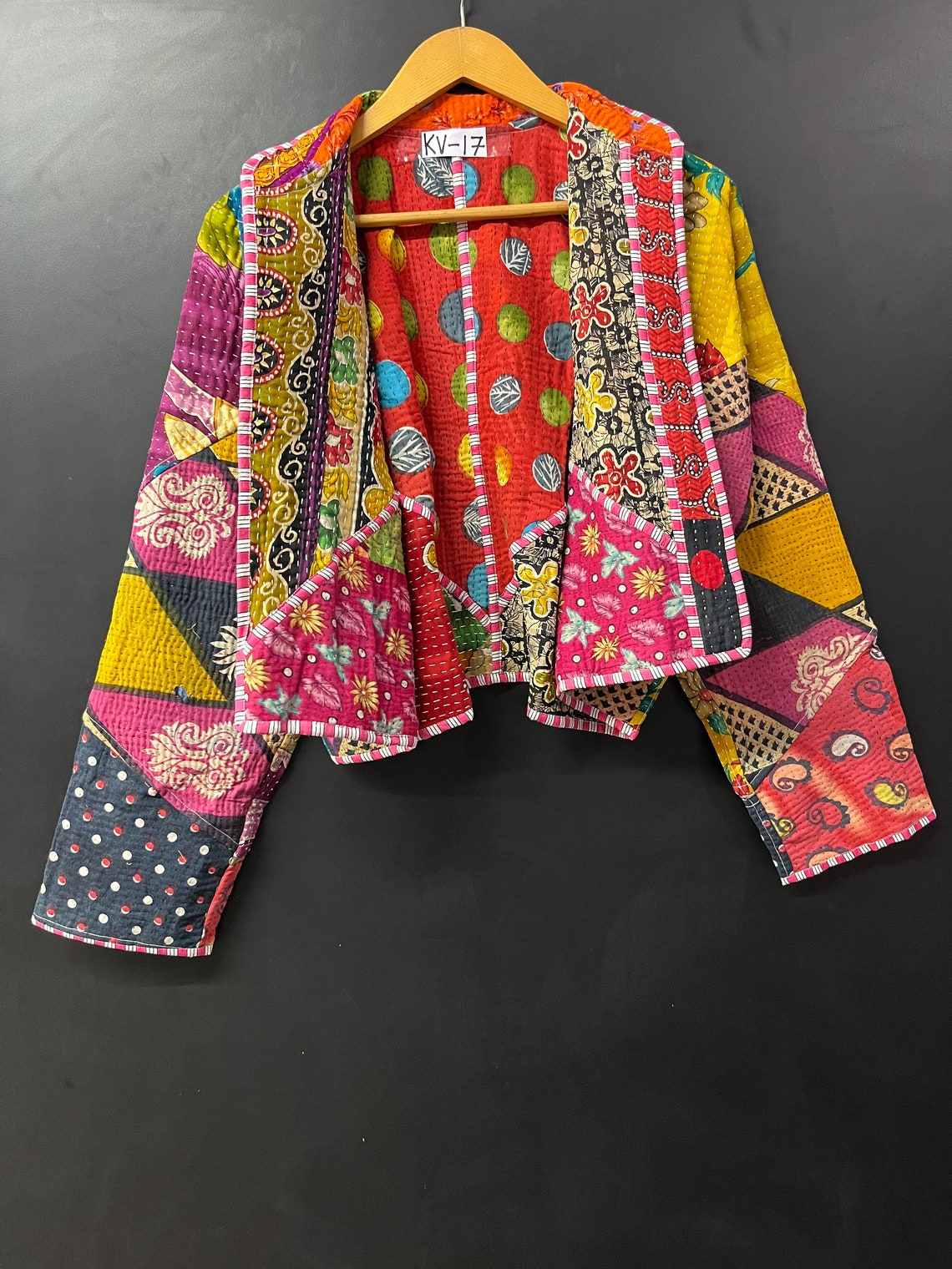 Kantha Quilted Jacket Vest Coat Vintage Handmade Cotton Vest Jacket ...
