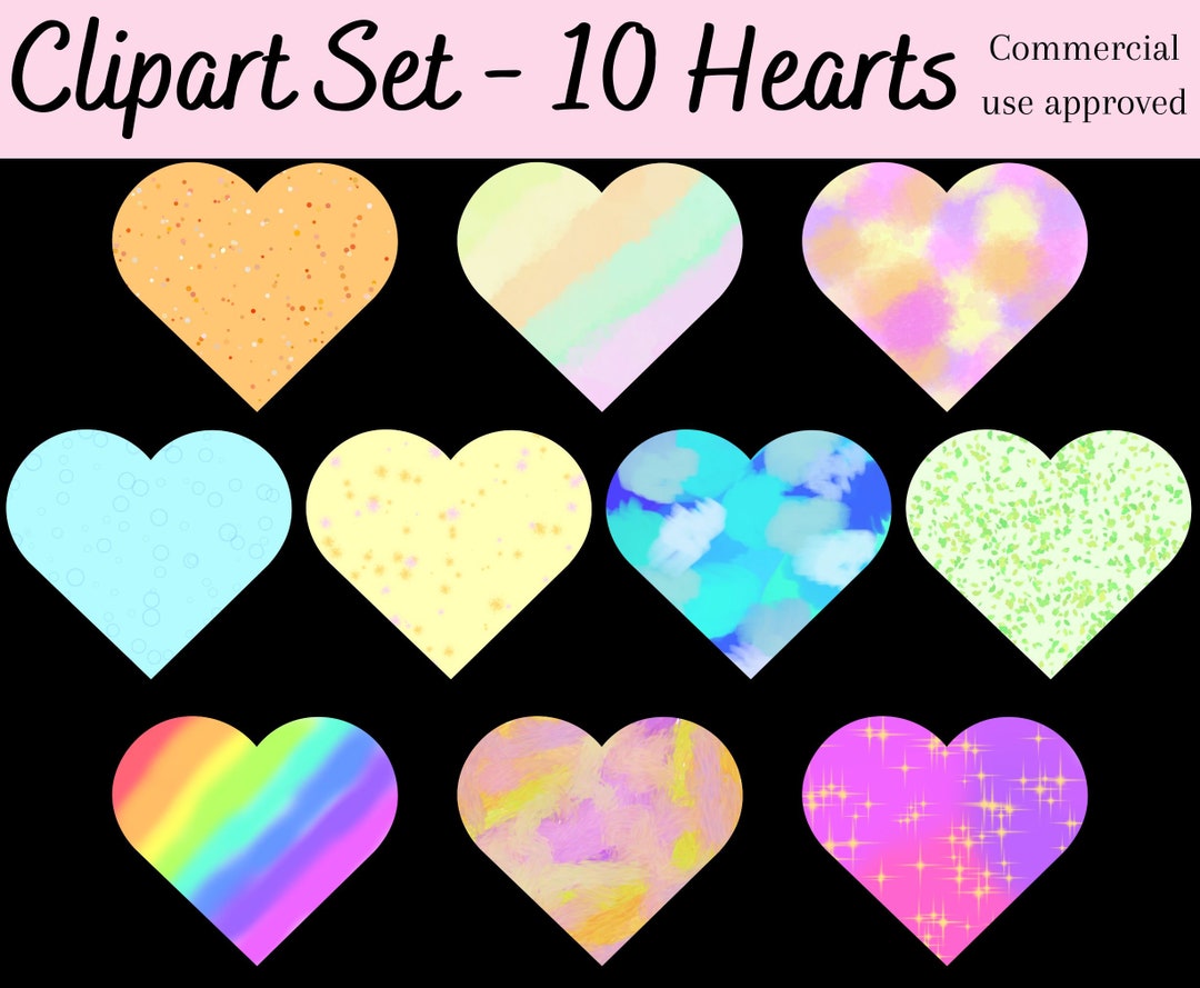 10 Hearts Clipart Set - Commercial Use Ok - Gradient Heart Clipart ...