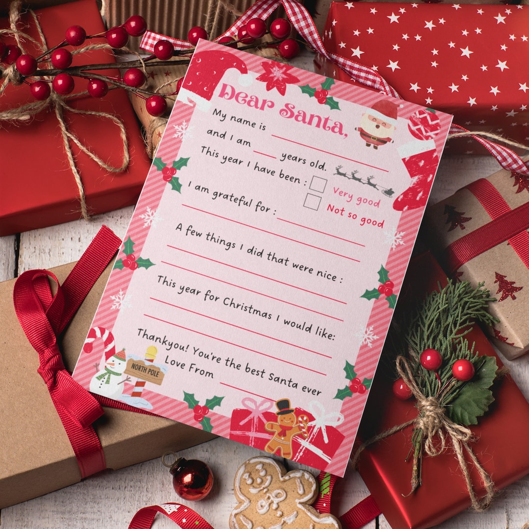 PRINTABLE Letter to Santa for Kids - Instant Digital Download - - Etsy ...