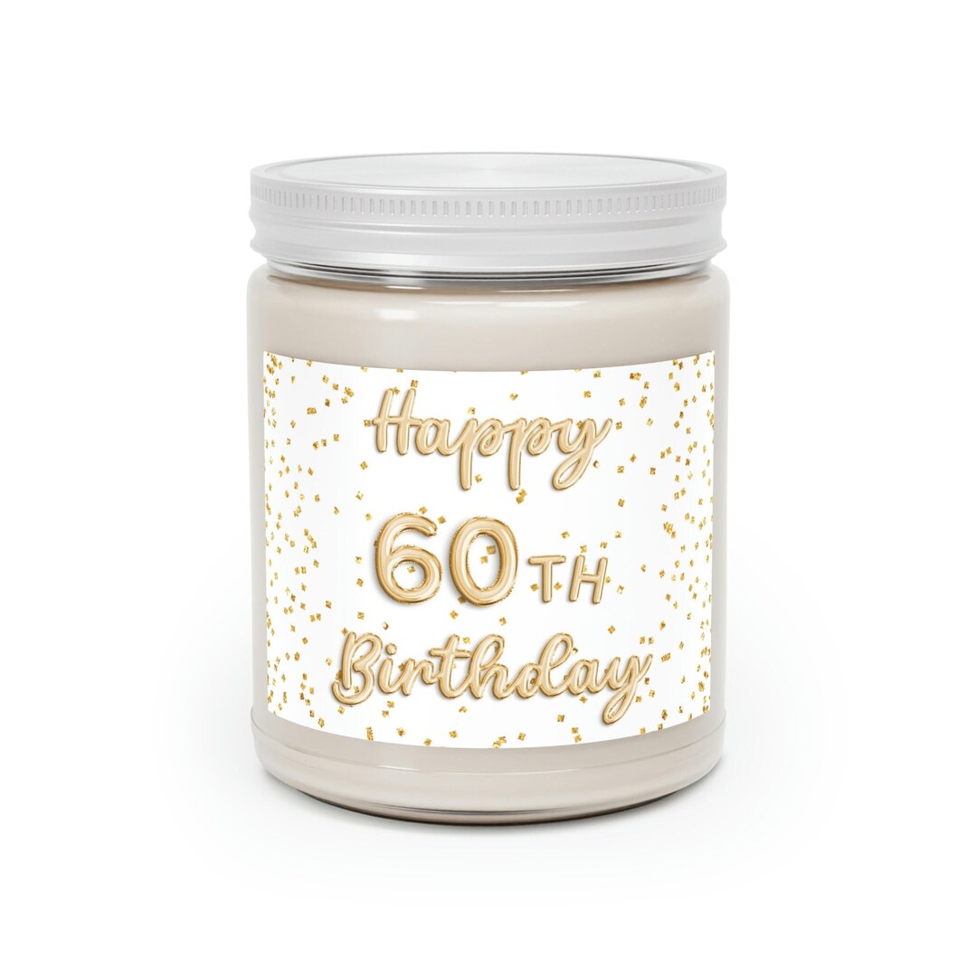 Happy 60th Birthday Candle, 6oth Birthday Gift for Women, Gold 60th ...