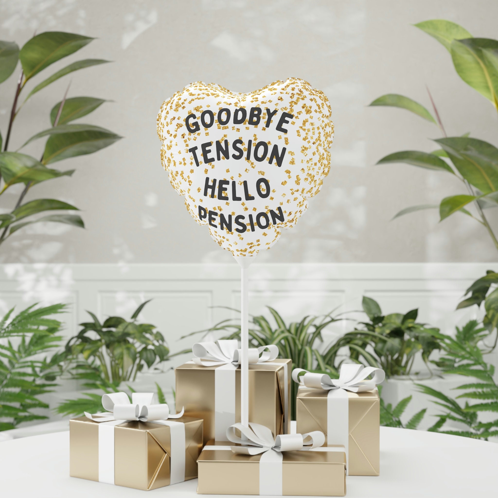 Balloon Goodbye Tension Hello Pension Decorations Banner, Unique ...