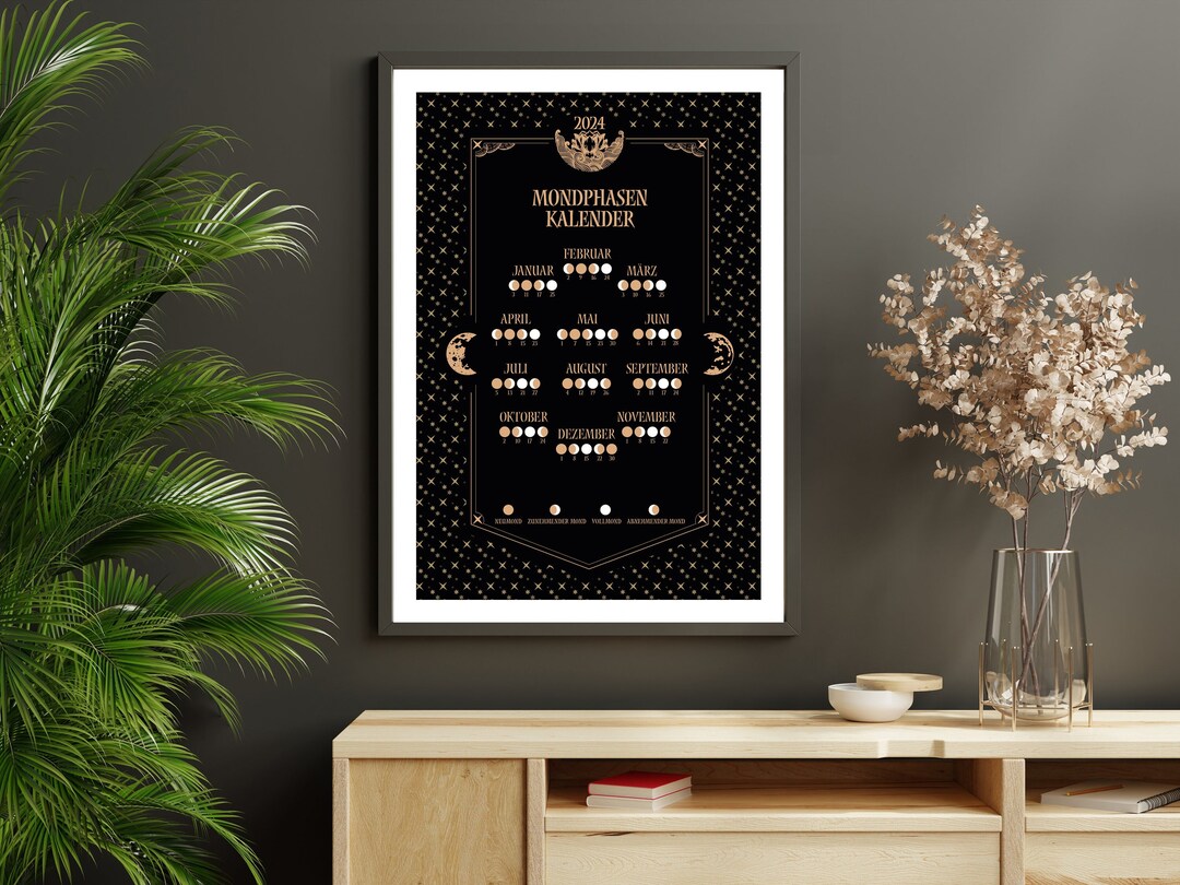 Moon Phase Calendar 2024 German / Vintage Wall Decoration - Etsy