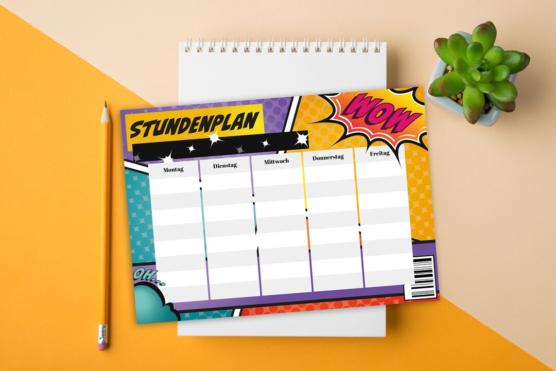 Printable Timetable for Children in Comic Design - Etsy