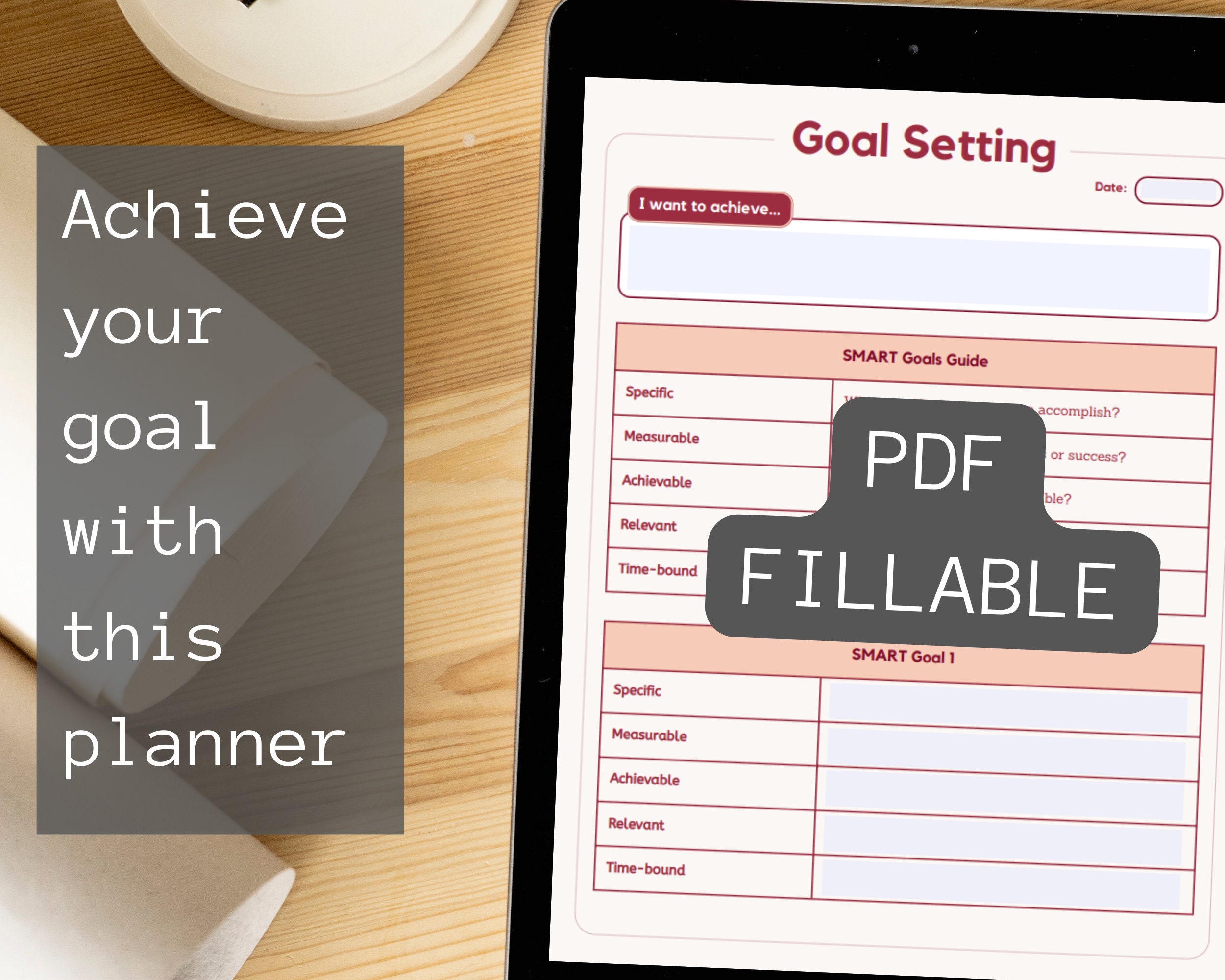 Printable Goal Setting Worksheet Template SMART Goals - Etsy