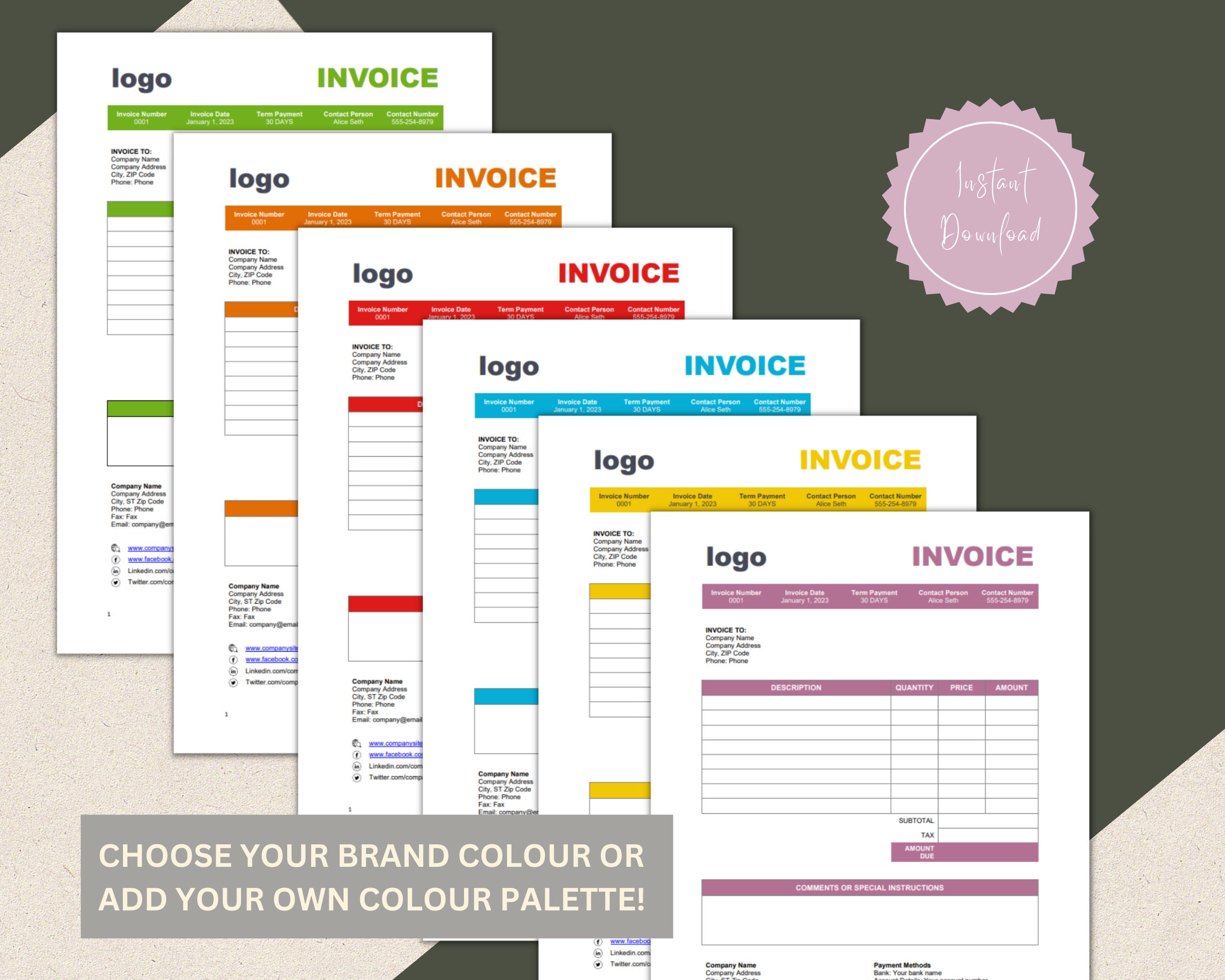 Business Invoice, Invoice Template in Word and Google Docs, Easy to Use ...