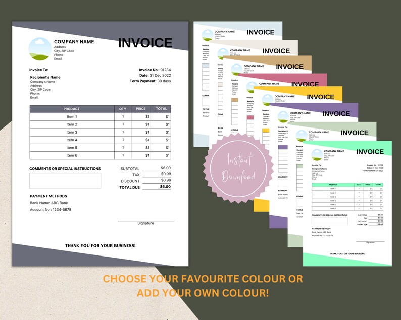 Canva Template Invoice Template Printable Invoice Editable Template ...