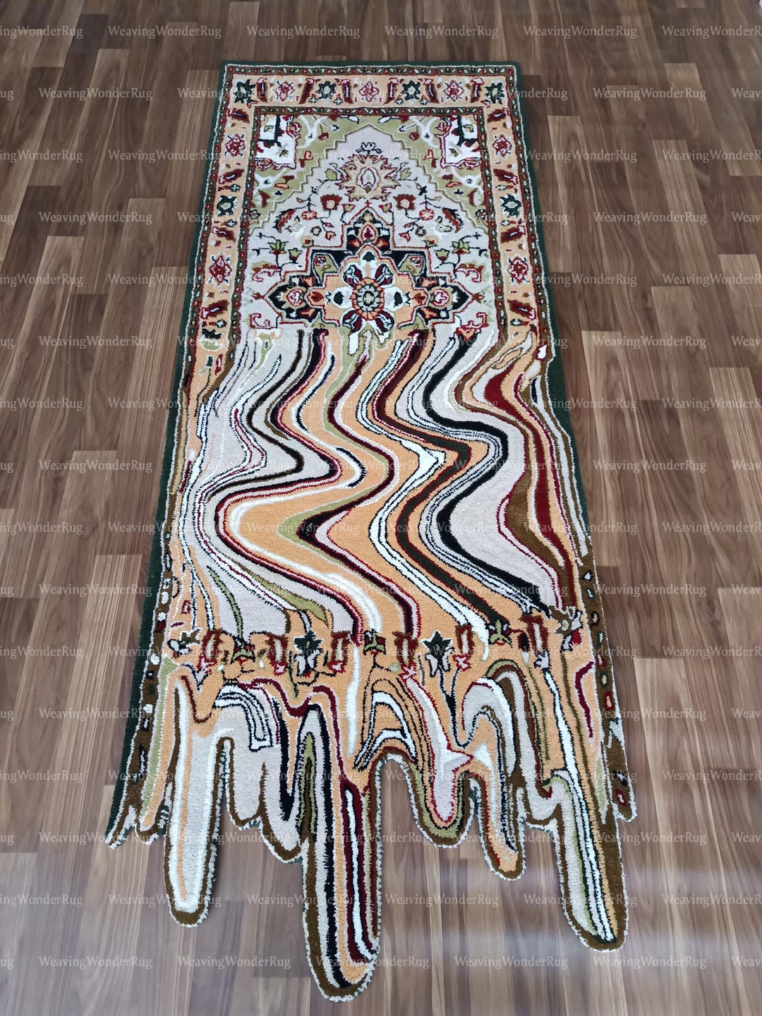 Melting Brown Color Irregular Red Hand Tufted Woolen Area Rug for ...