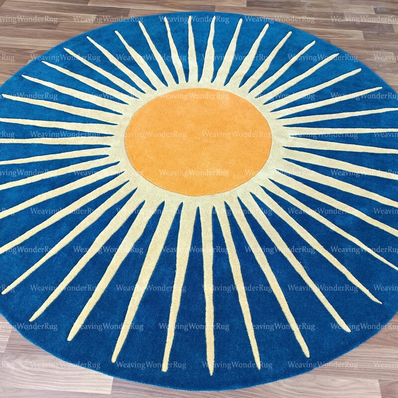 Blue Round Rug - Etsy