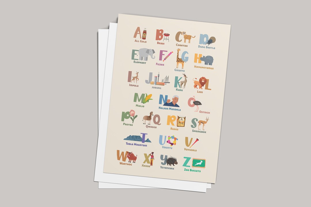 South African Alphabet Poster english - Etsy