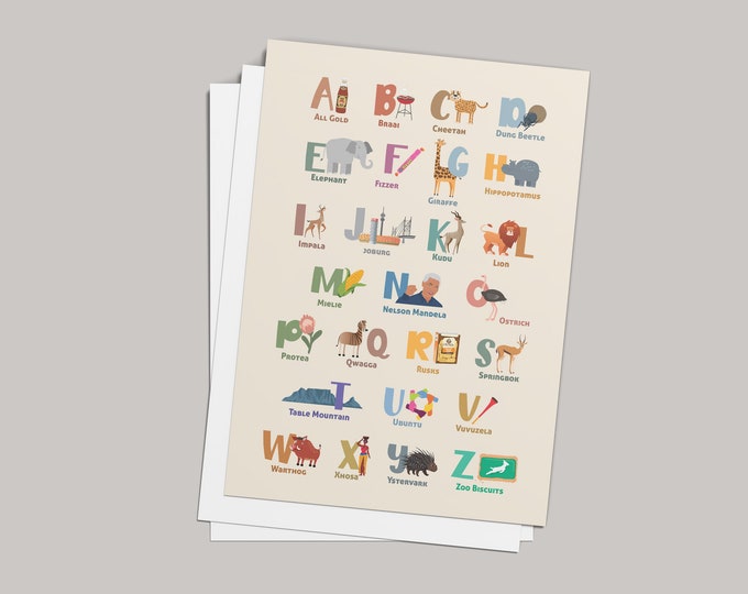South African Alphabet Poster english - Etsy