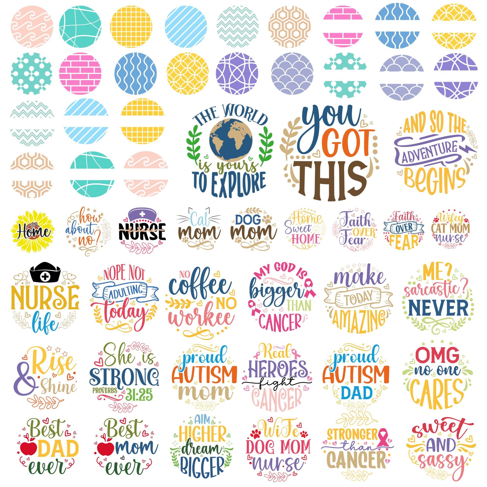 Round Pattern Svg Circle Patterns Svg Keychain Svg Keyring - Etsy Canada