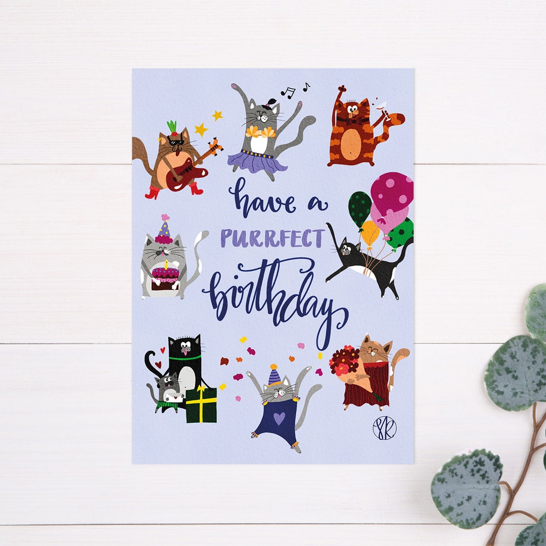 Birthday Card Dancing Cats | Cat Party | Tomcat Birthday | Cat | Tiger ...