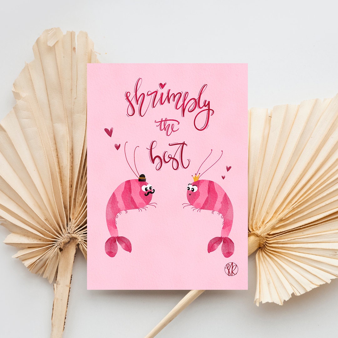 Pink Shrimp Card | Shrimply the Best | Pink Wedding Card | Funny ...