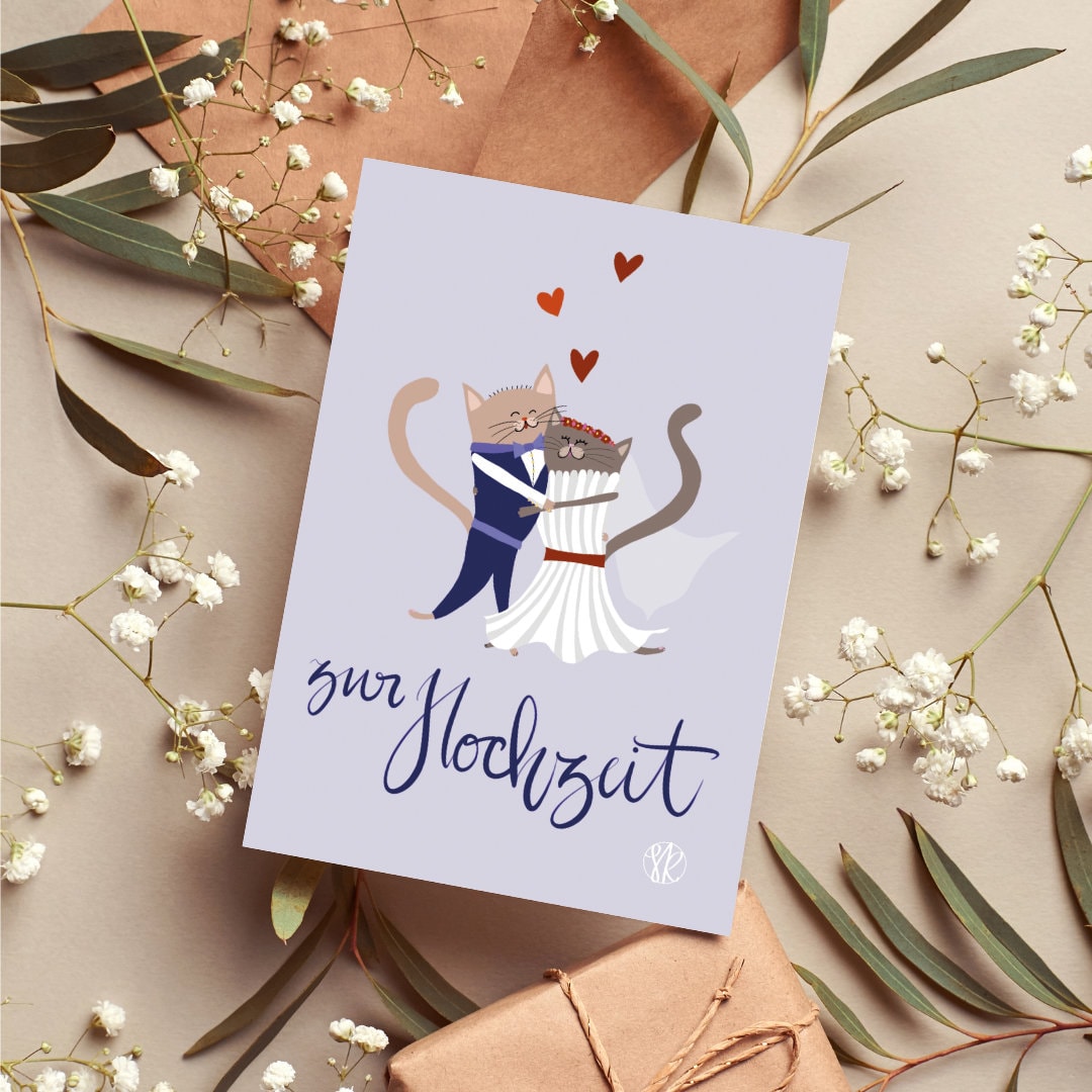 Wedding Card With Cats | Wedding Anniversary Card | Congratulations ...