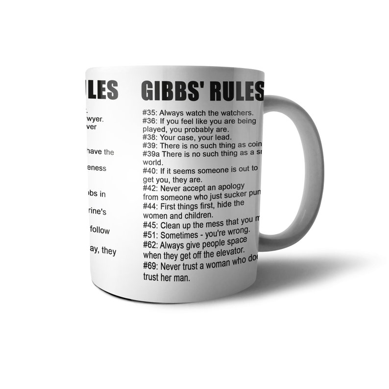 NCIS Gibbs' Rules Tea Coffee Mug 11 Oz Gift Personalised Mug Customised ...