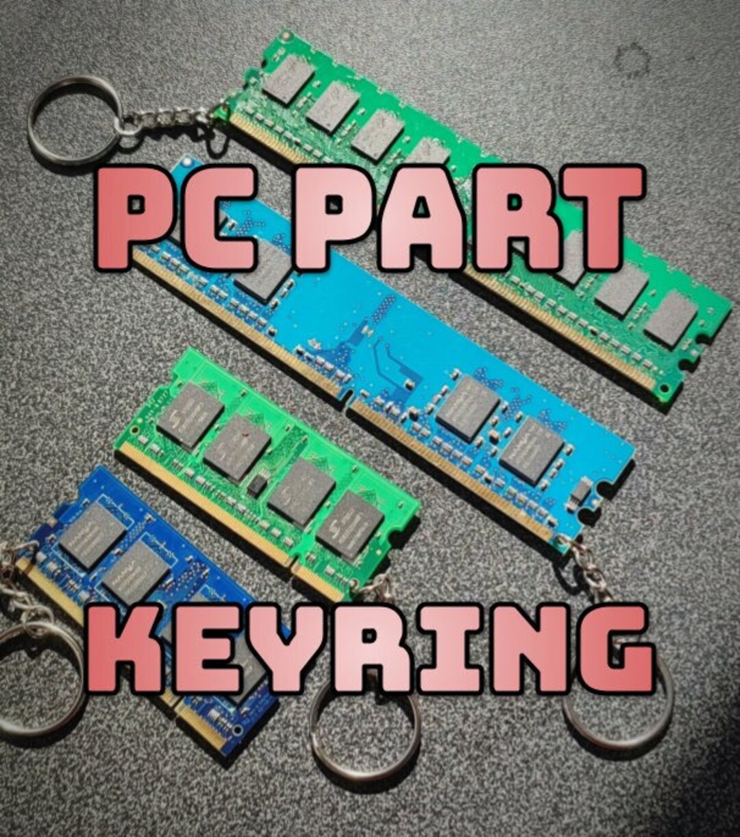 Upcycled/recycled RAM PC Computer Part Keyring - Unique Gift for Gamers ...