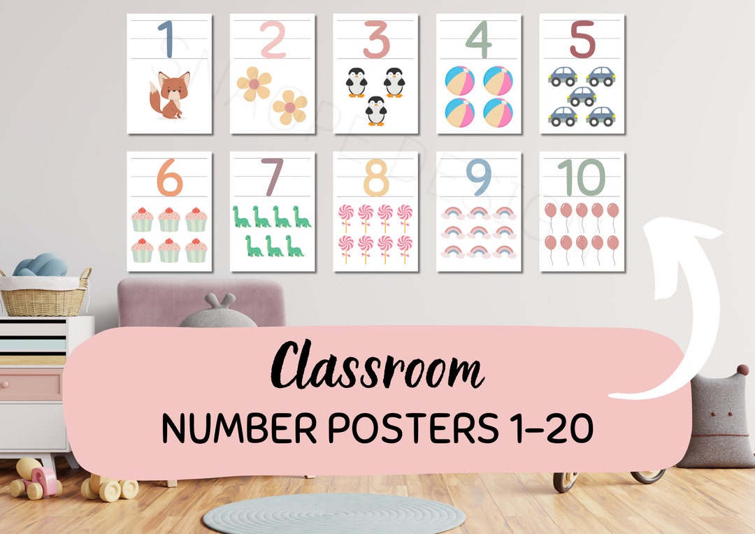 Numbers Posters 1-20, Classroom Decorations, Numbers, Counting Activity ...