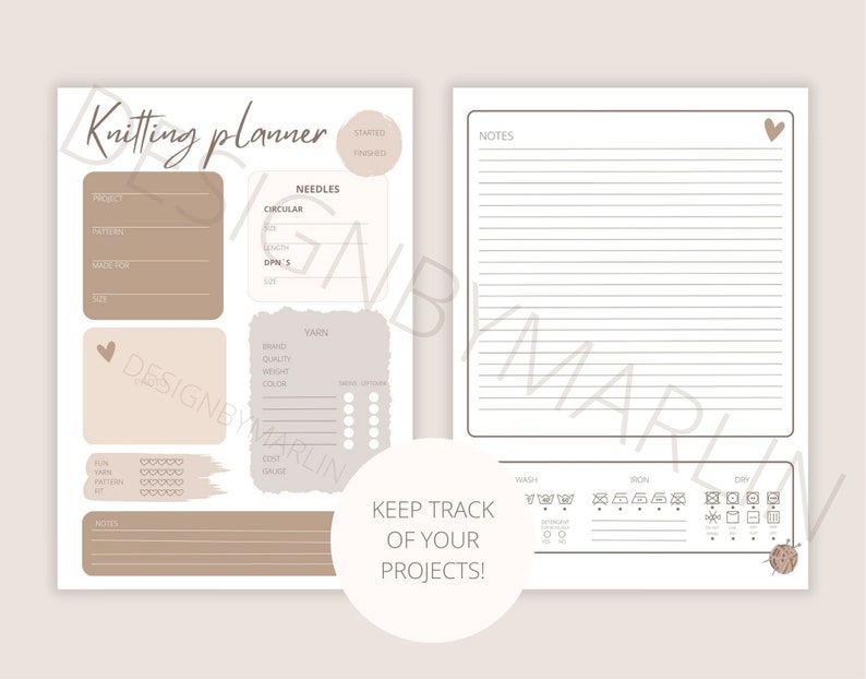 PRINTABLE Knitting Planner, Knitting Journal, Knitting Project Planner ...