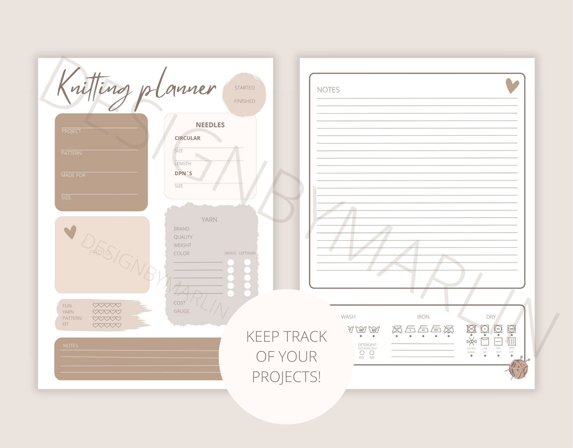 PRINTABLE Knitting Planner, Knitting Journal, Knitting Project Planner ...