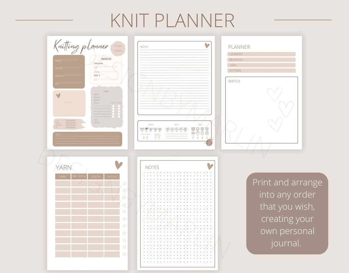 PRINTABLE Knitting Planner, Knitting Journal, Knitting Project Planner ...