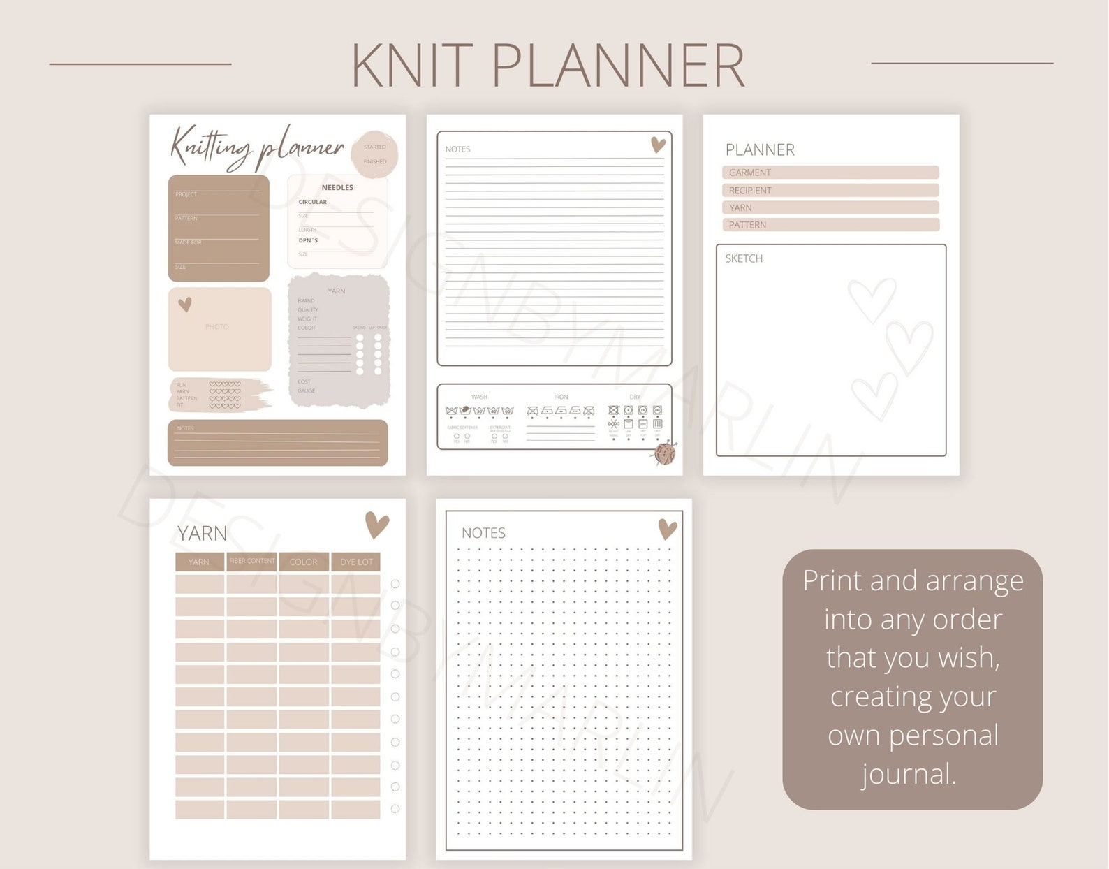 PRINTABLE Knitting Planner, Knitting Journal, Knitting Project Planner ...