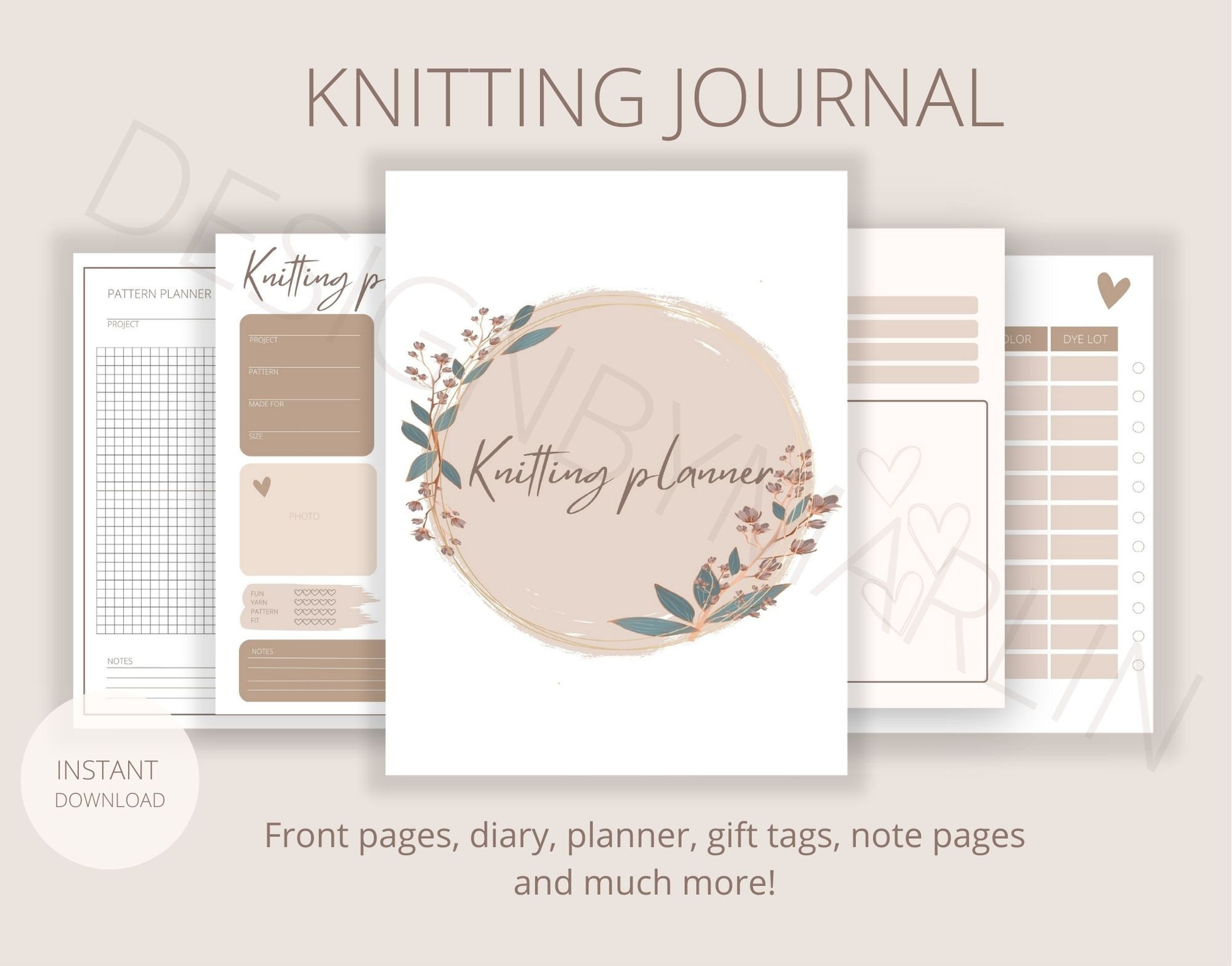 PRINTABLE Knitting Planner, Knitting Journal, Knitting Project Planner ...