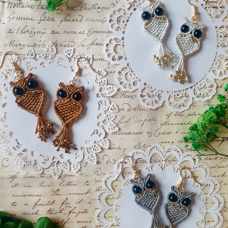 Macrame Owl Earrings - Etsy