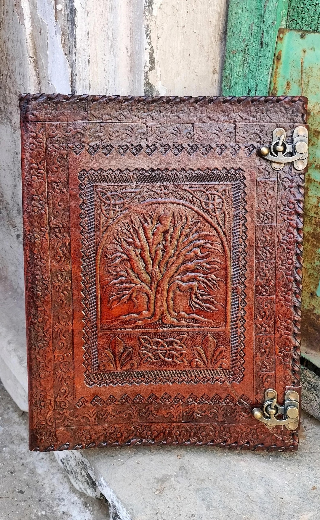 Personalized Hand Embosser Leather Binder Cover | Tree of Life Grimoire ...