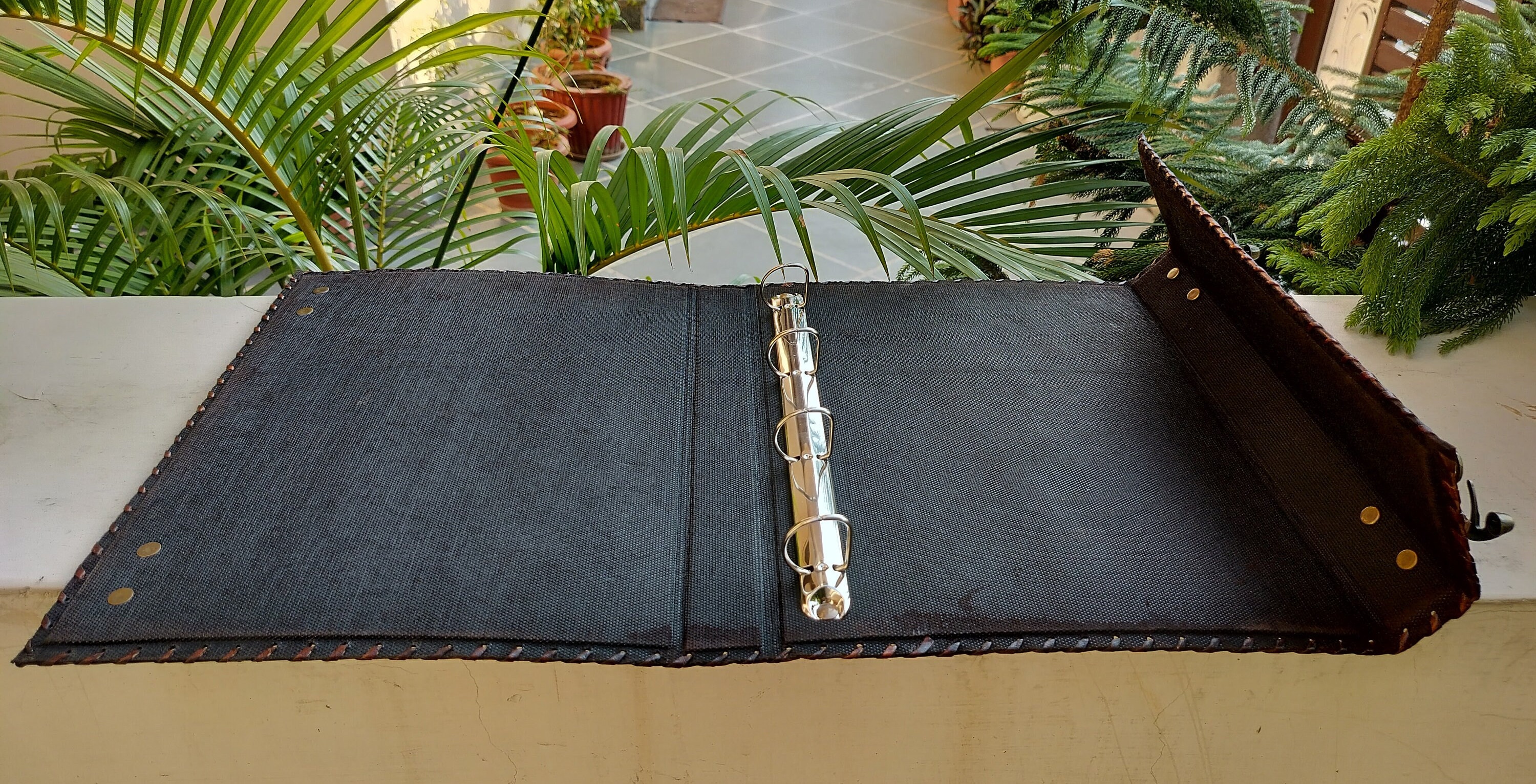 Handcrafted Lapis Stone Leather Binder Customizable A4 Ring Binder for ...