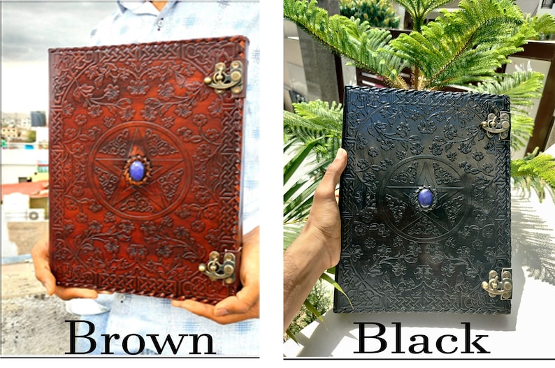 Handcrafted Lapis Stone Leather Binder Customizable A4 Ring Binder for ...