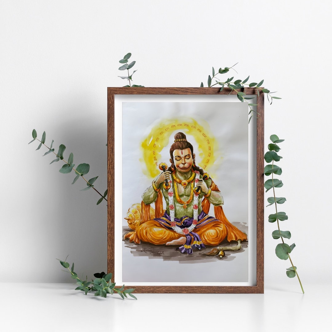 Hanuman Painting, Digital Print, Bajrangbali Statue, Hanuman Home Decor ...