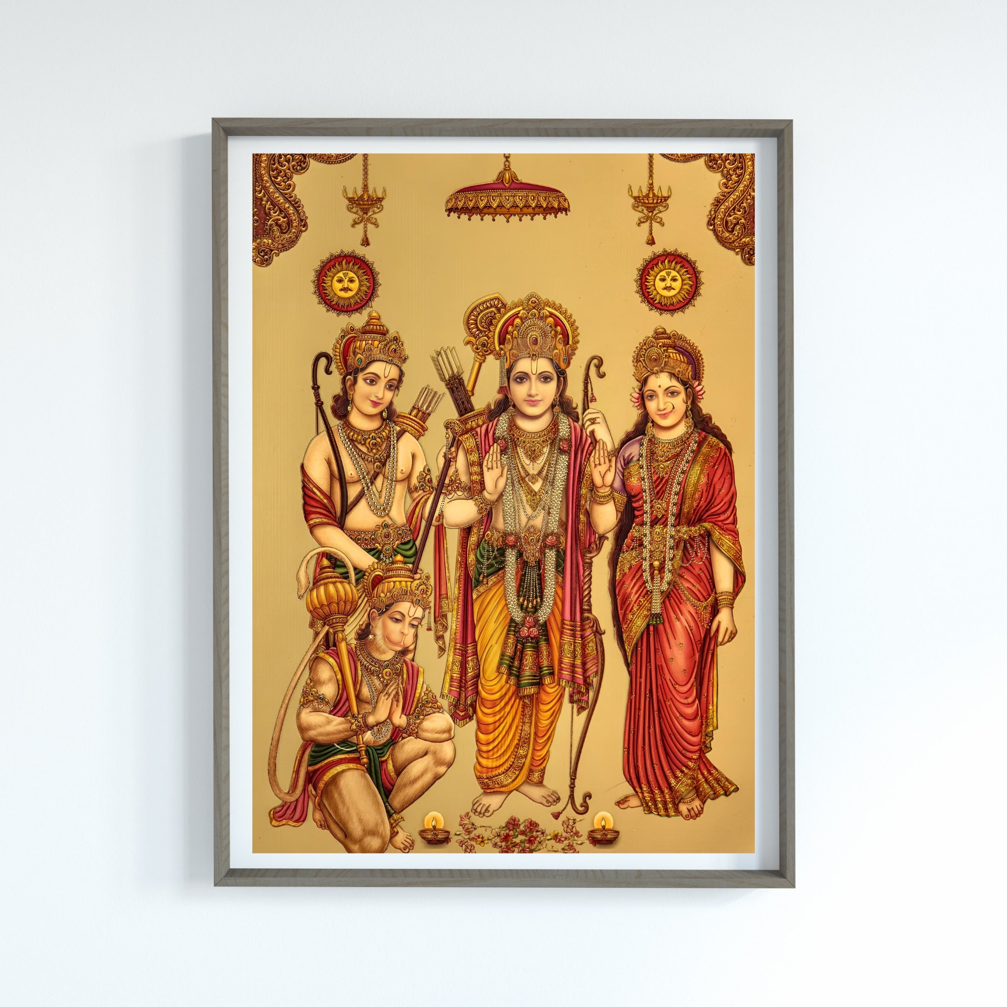 Ram Darbar Painting, Digital Print, Shreeram, Laxman, Hanuman Home ...