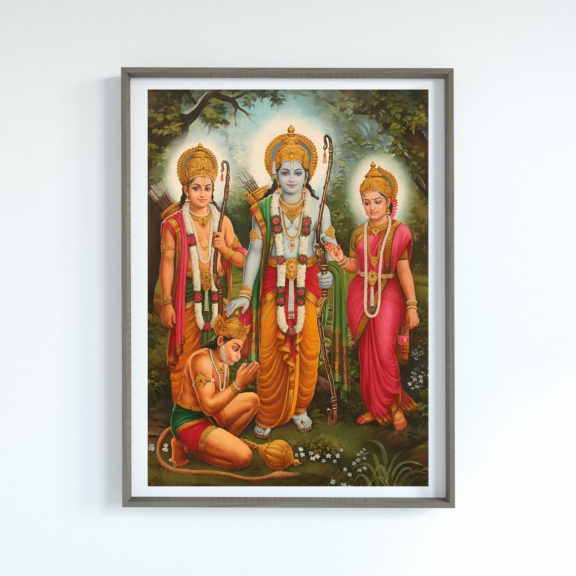 Ram Darbar Painting, Digital Print, Shreeram, Laxman, Hanuman Home ...