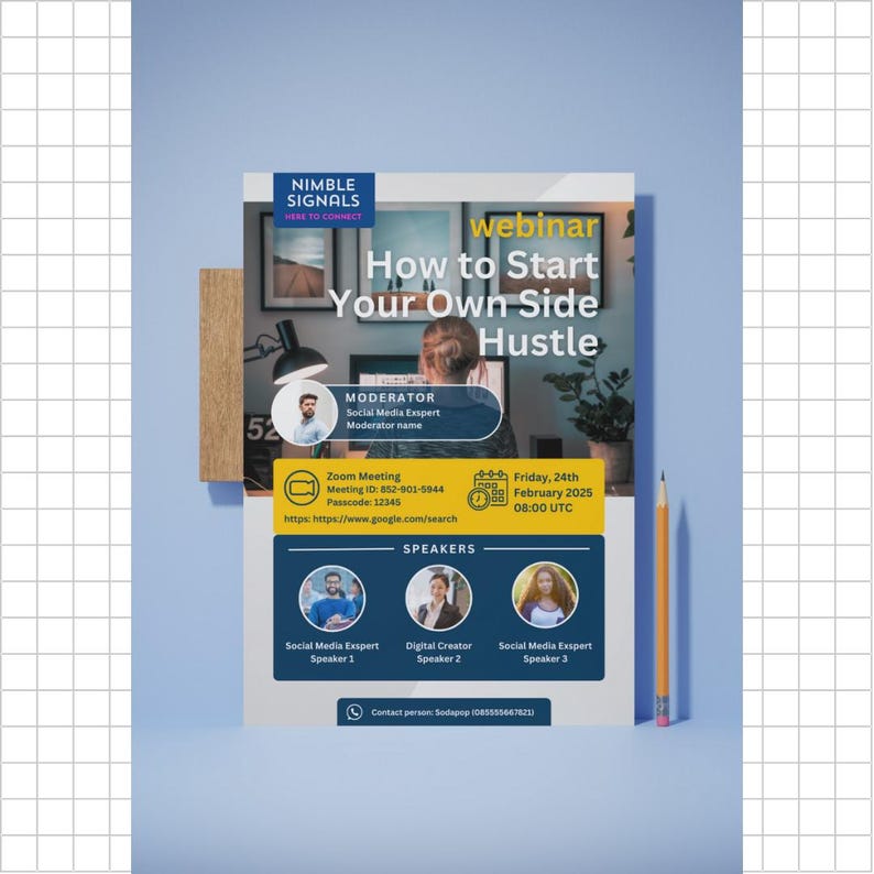 Editable Webinar Flyer Template: Canva Conference Poster (PDF) - Etsy